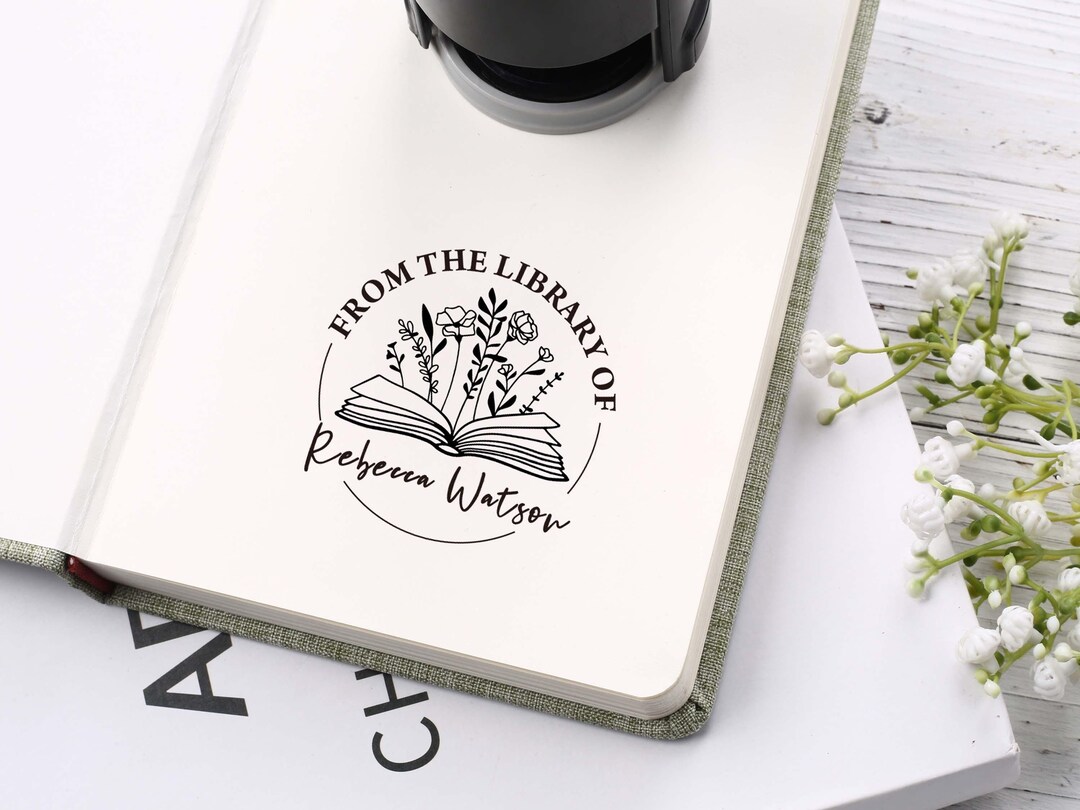 Custom Self Inking Stamp, Personalized Book Embosser, From the Library ...