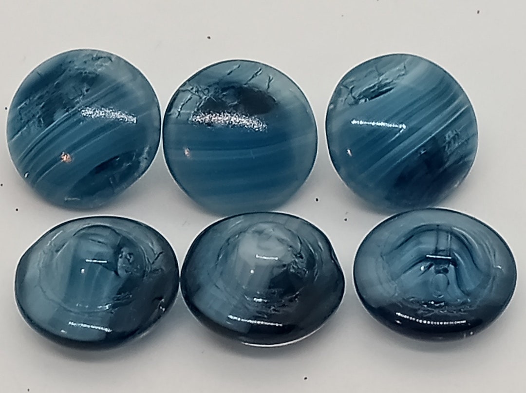 Vintage German Glass Buttons - Transparent Dark Blue With Opaque Light ...
