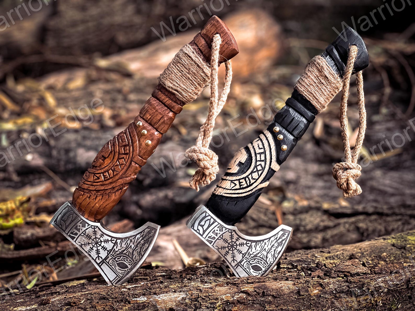 Set of 6 Hand-forged Carbon Steel Viking Axes: Nordic Larp Axe Gift for ...