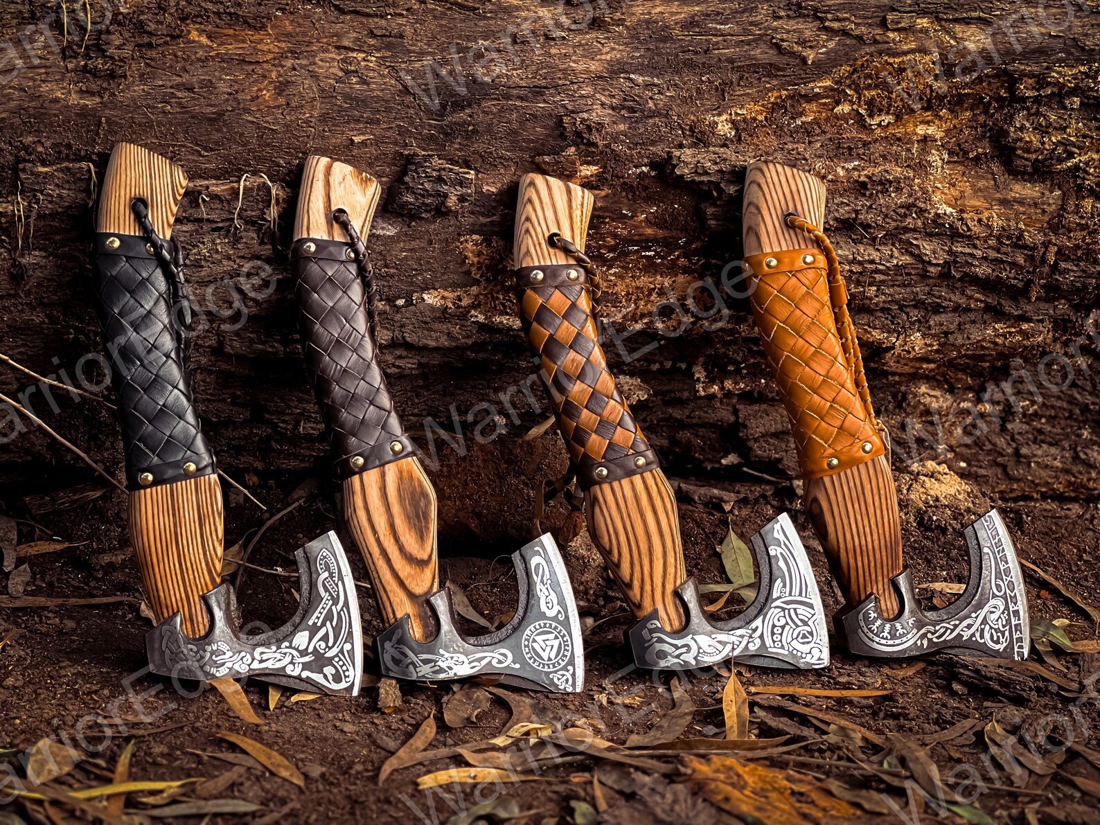 Pack of 6 Viking Axes, Nordic Hand-forged Carbon Steel Axe Battle Gift ...