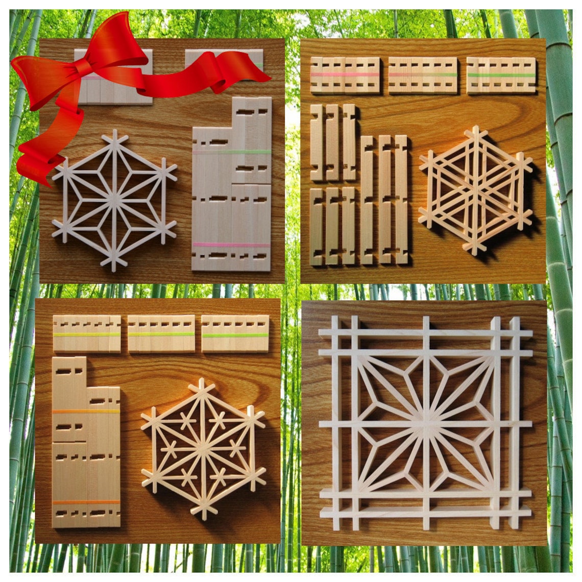 Kumiko Assembly Kit, Square Hemp Pattern, Japanese Traditional Craft ...