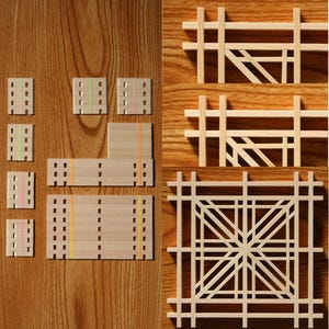Kumiko Assembly Kit, Square Goma Pattern, Japanese Traditional Craft ...