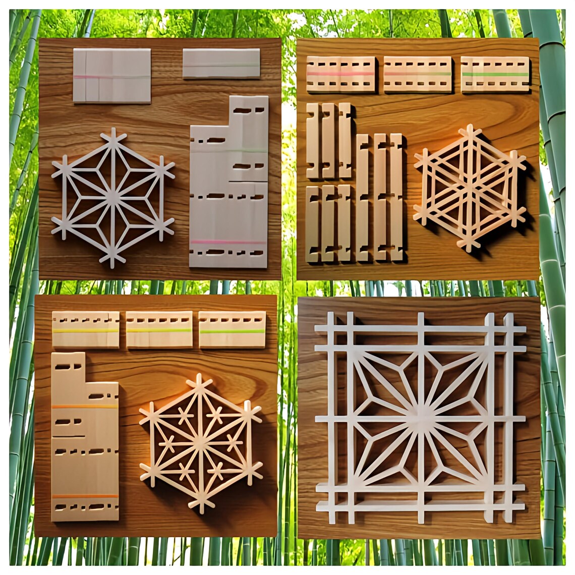 Kumiko Assembly Kit, Square Hemp Pattern, Japanese Traditional Craft ...