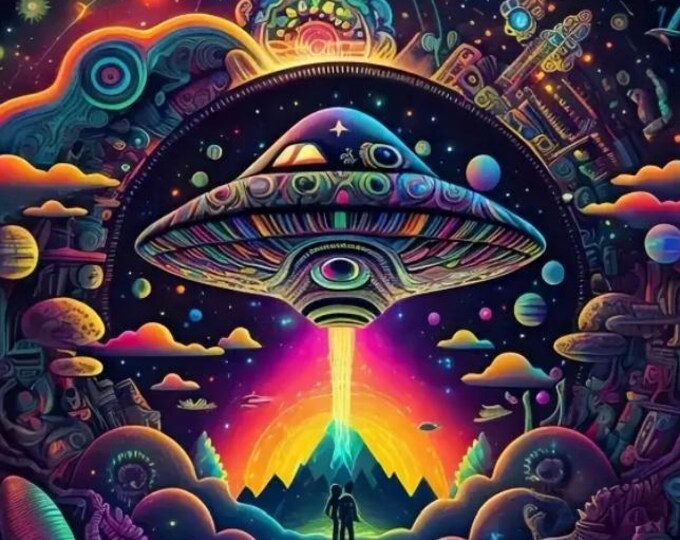 Neon Alien UFO 5D Round Diamond Painting DIY Art Kit, 30x40 Cm, 11 ...