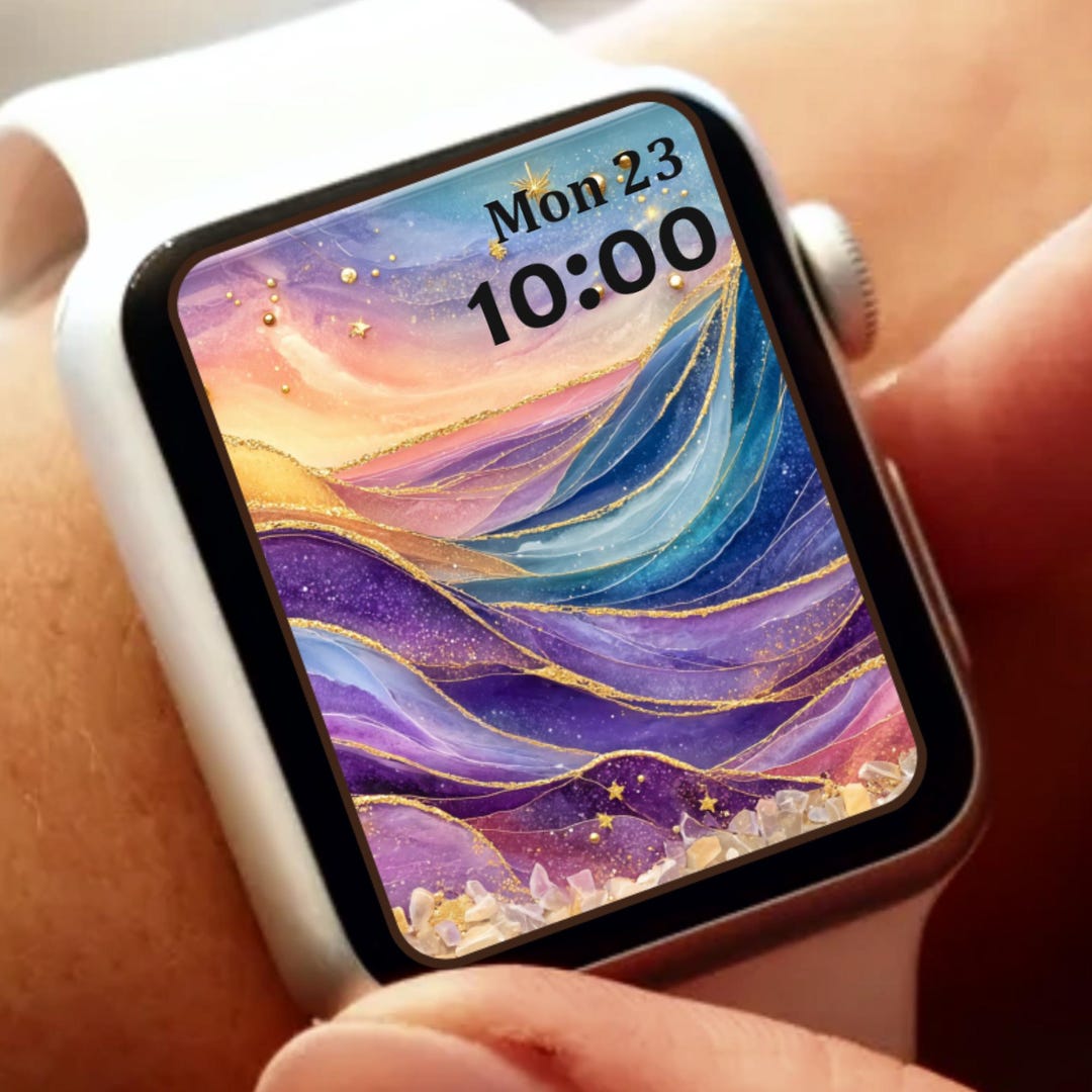 Watercolor Smart Watch Face Background, Colorful Lock Screen, Instant ...
