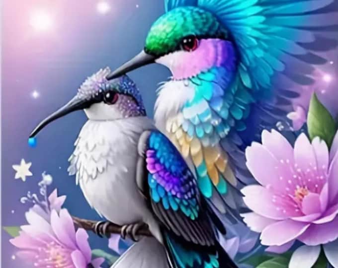 Hummingbirds Round 5D Round Diamond Painting Kit, 20x25, 7.87*9.84 ...