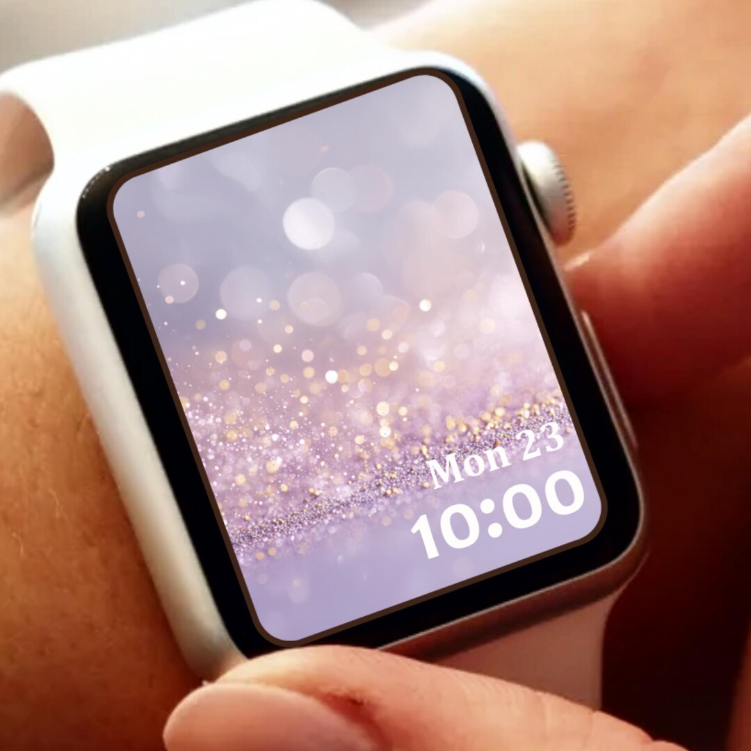 Lavender Glitter Apple Watch Face Background Wallpaper, Purple Glitter ...