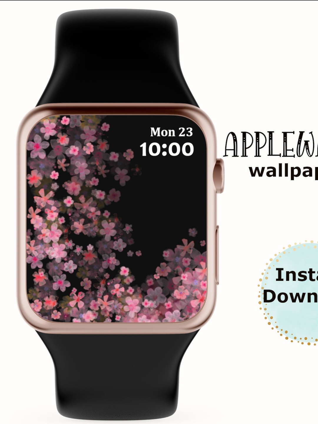 Apple Watch Wallpaper Face Design, Watch Background, Pink Floral Apple ...