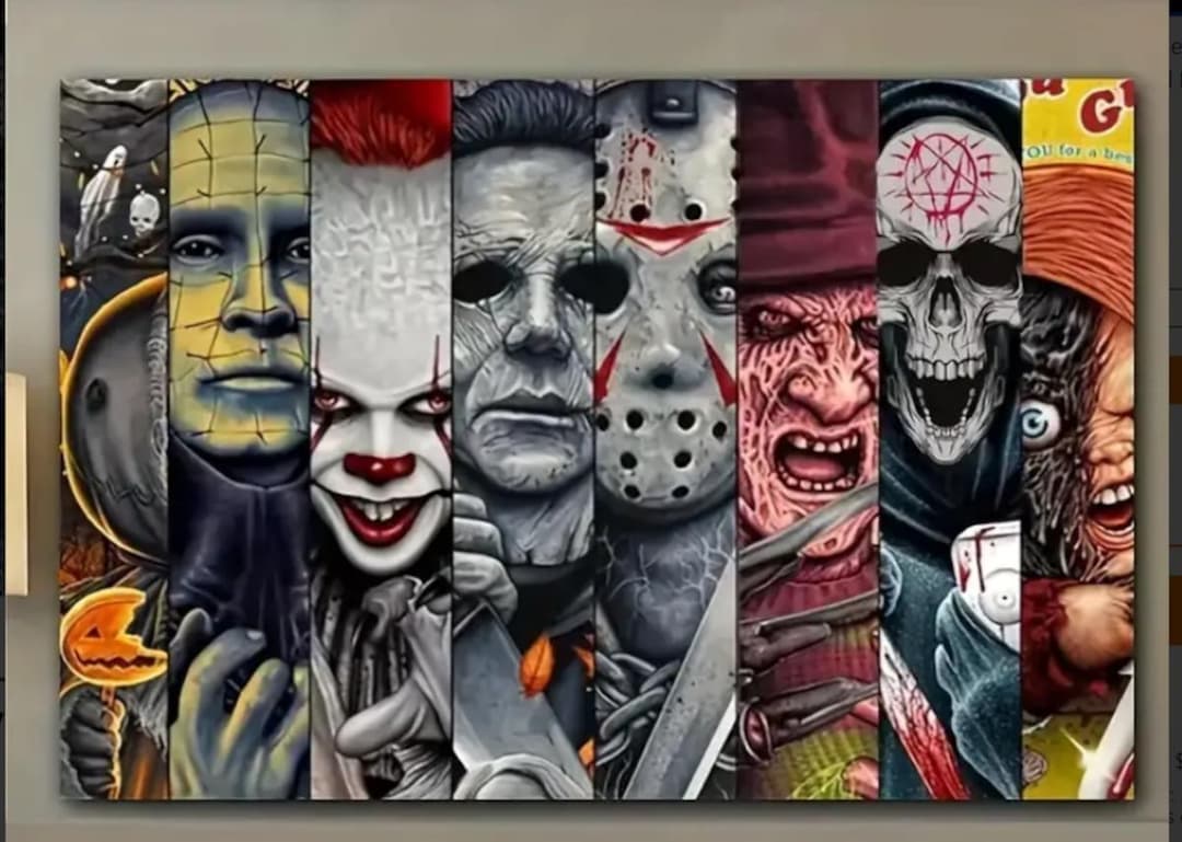 Horror Movie Characters DIY Round Diamond Painting, 40x30 Cm, 11.8x 15. ...