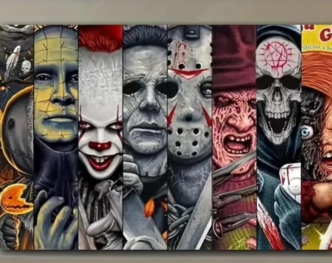 Horror Movie Characters DIY Round Diamond Painting, 40x30 Cm, 11.8x 15. ...