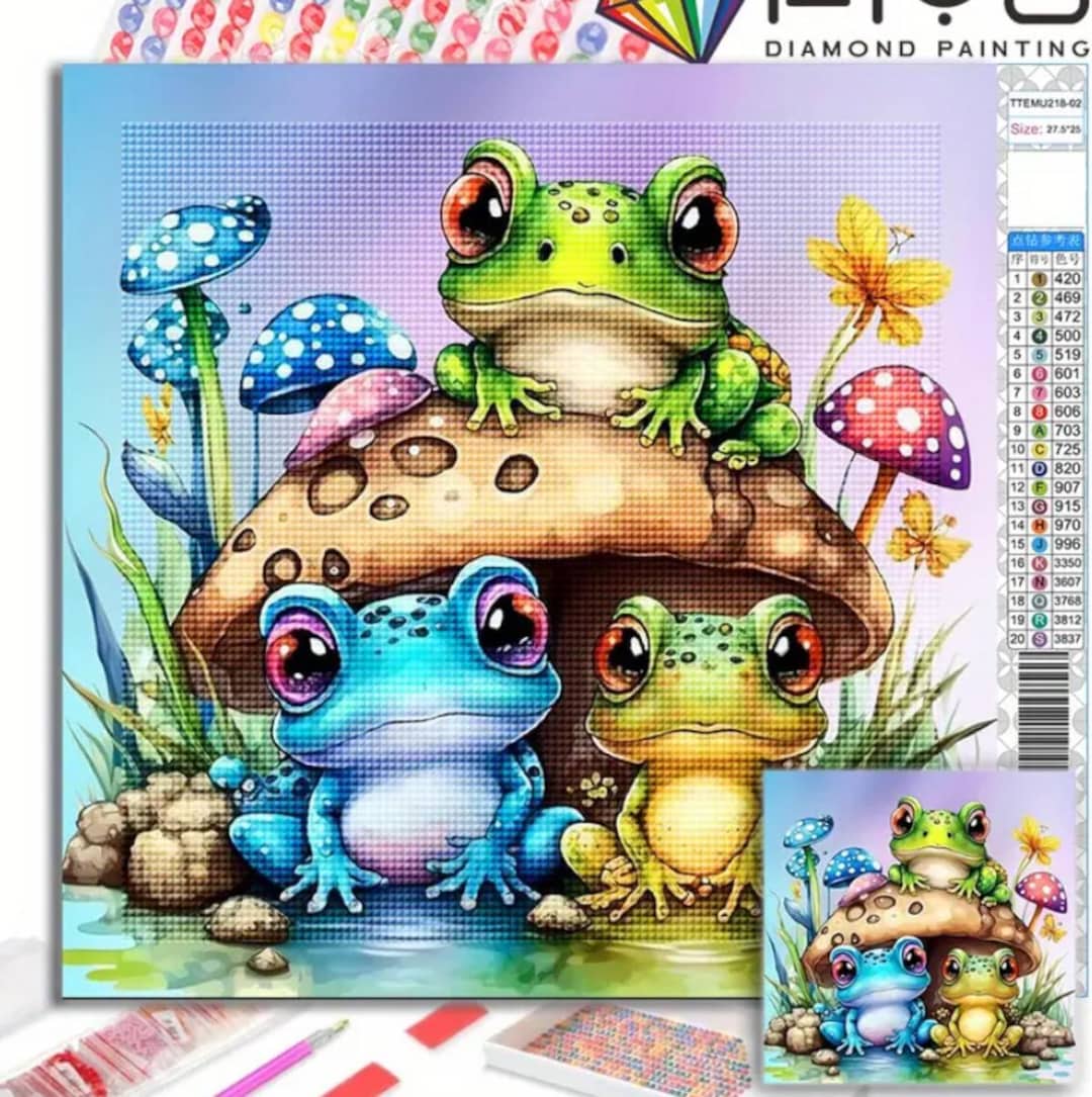 5D Frog Family Diamond Painting Kit, 30x30cm (11.8x11.8in), Adult Art ...