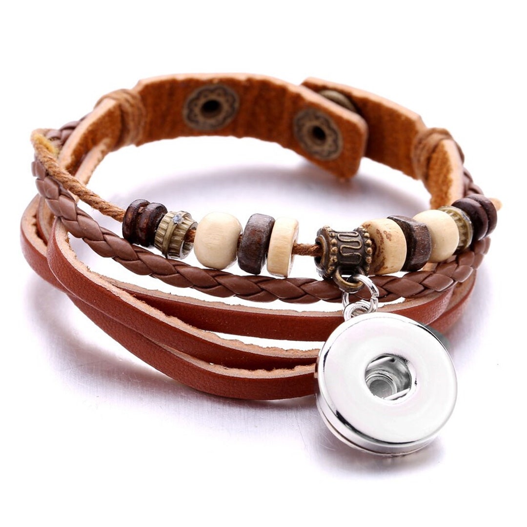 Snap Jewelry, Leather Snap Button Bracelet, Fits 18 - 22 Mm Snap Button ...