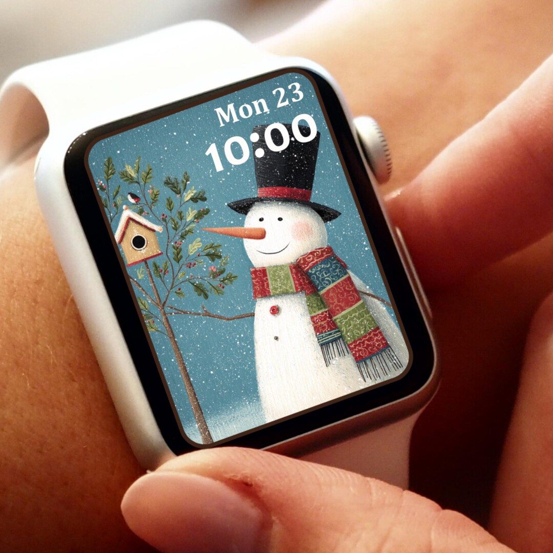 Snowman Smart Watch Face Wallpaper, Holiday Winter Lock Screen, Apple ...