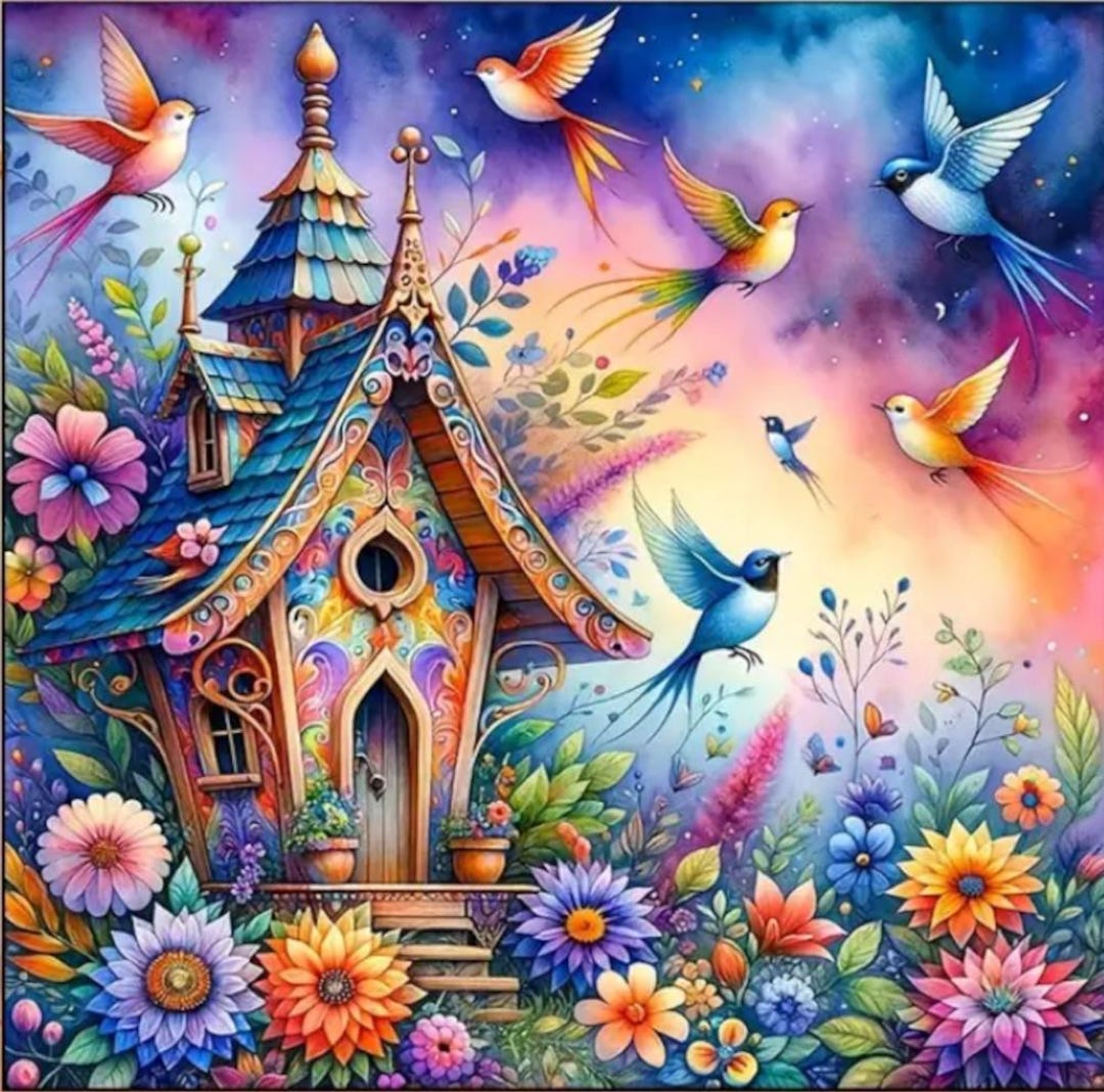 Birdhouse Birds and Flowers 5D Diamond Painting Kit, Spring Diamond Art ...