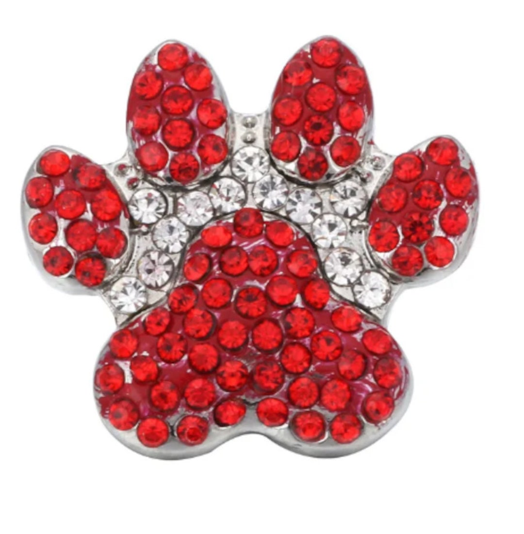 Red Dog Paw Snap Jewelry Button for Women Fit 18mm Snap Bracelet DIY ...