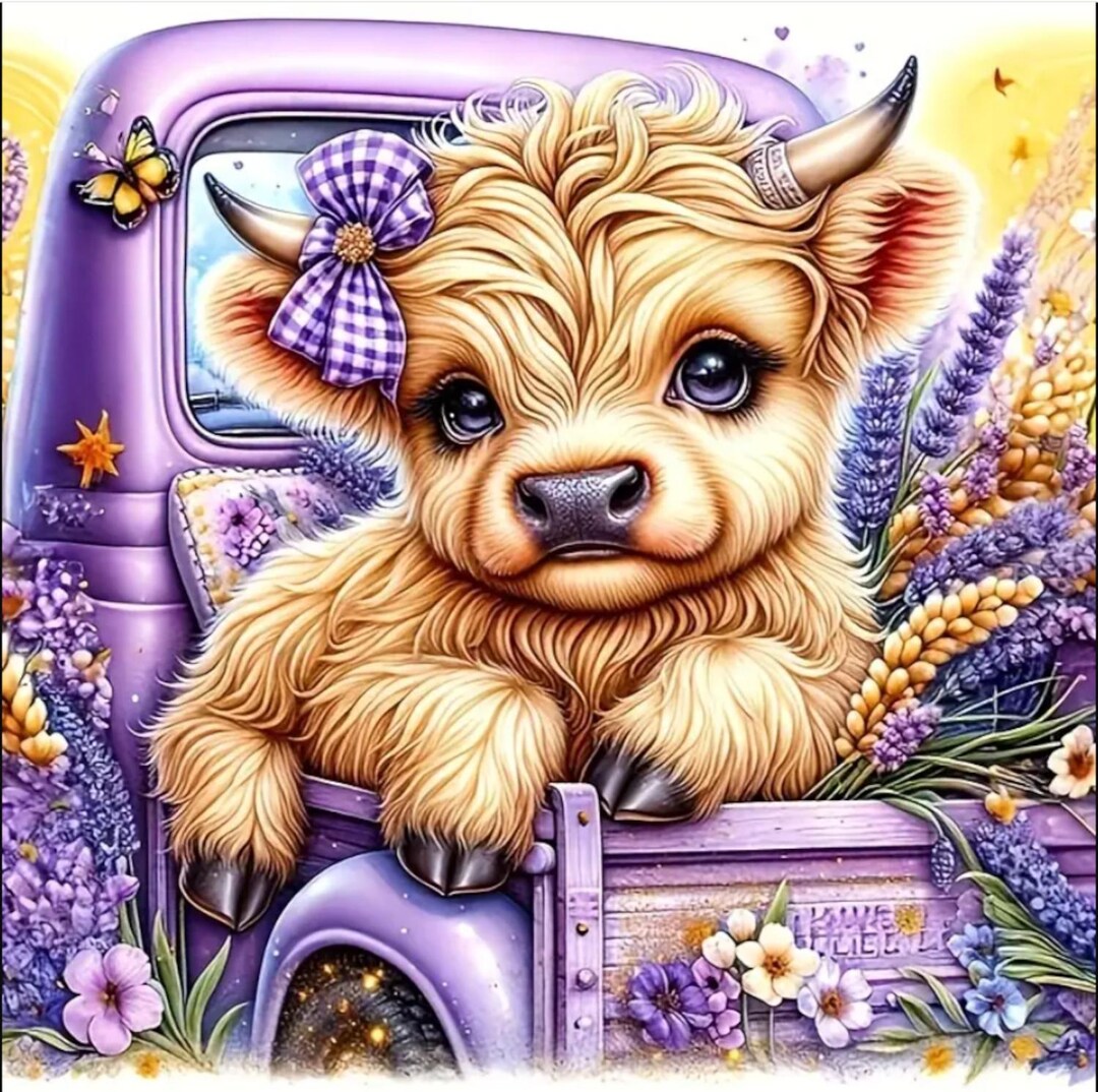 Full Drill Highland Cow 5D Round Diamond Painting Kit, 20x20, Adult ...