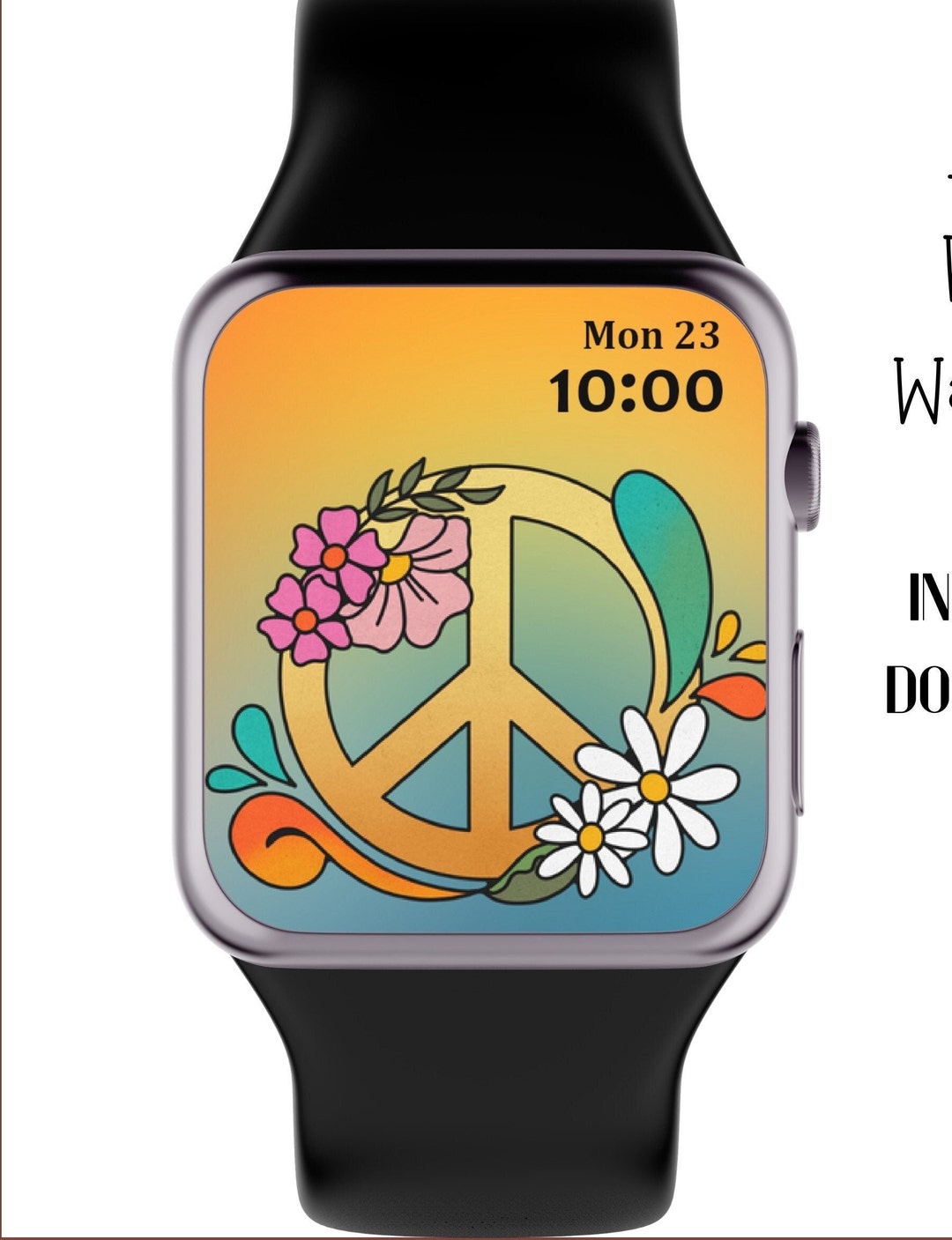 Apple Watch Wallpaper Face Design, Hippie Peace Sign Apple Watch ...