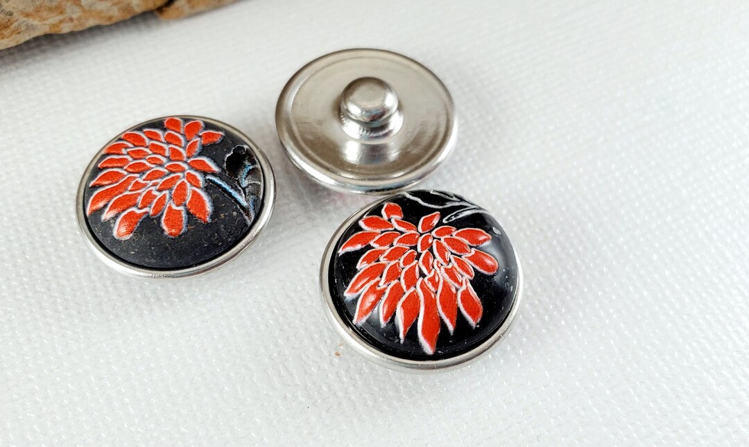 Snap Button, Black and Red Snap, Bijoux Interchangeables 18-22 mm Snap ...