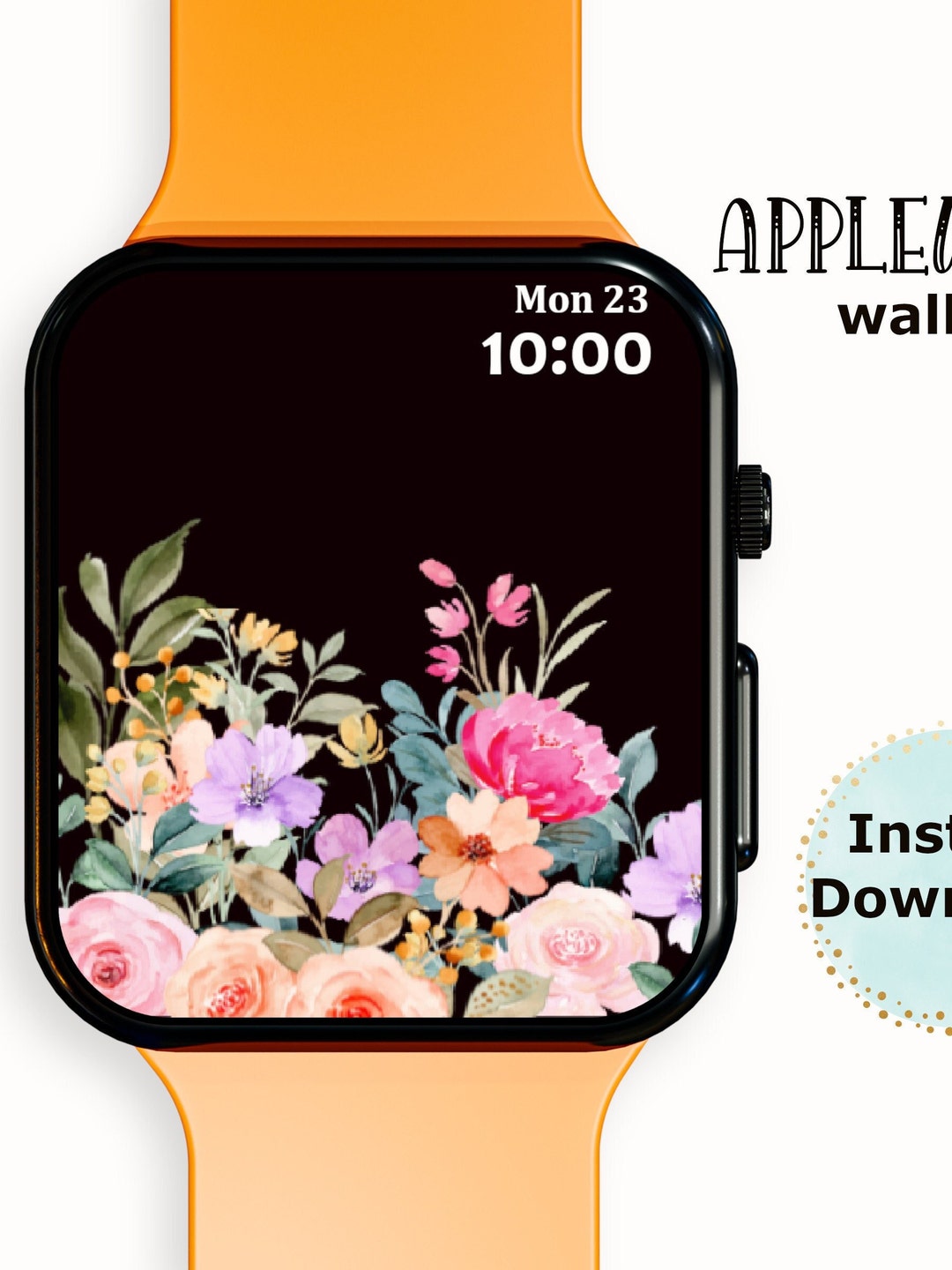 Apple Watch Wallpaper Face Design, Watch Background, Floral Smart Watch ...