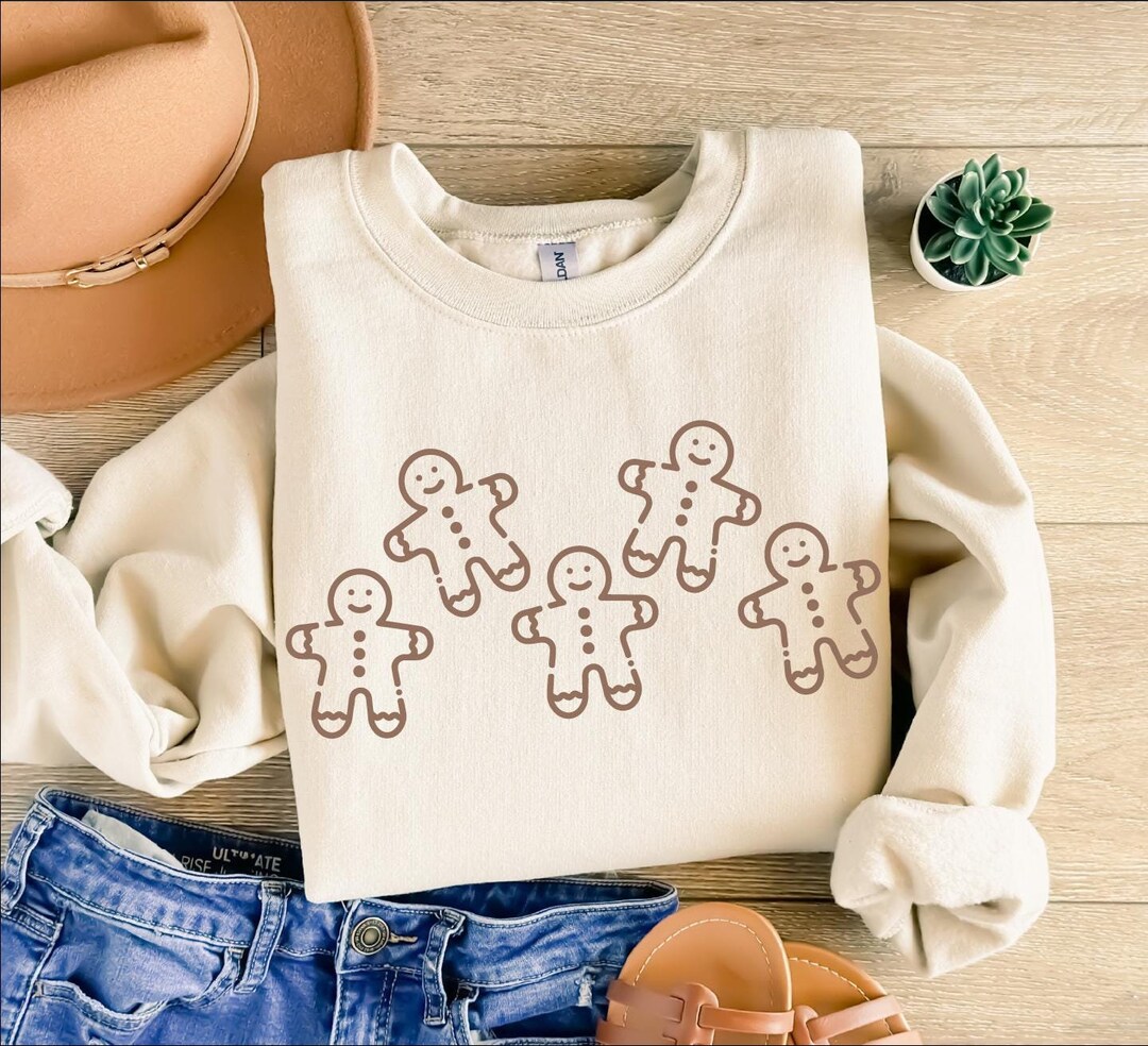 Christmas Gingerbread Shirt, Retro Gingerbread Man Sweater, Women Xmas ...