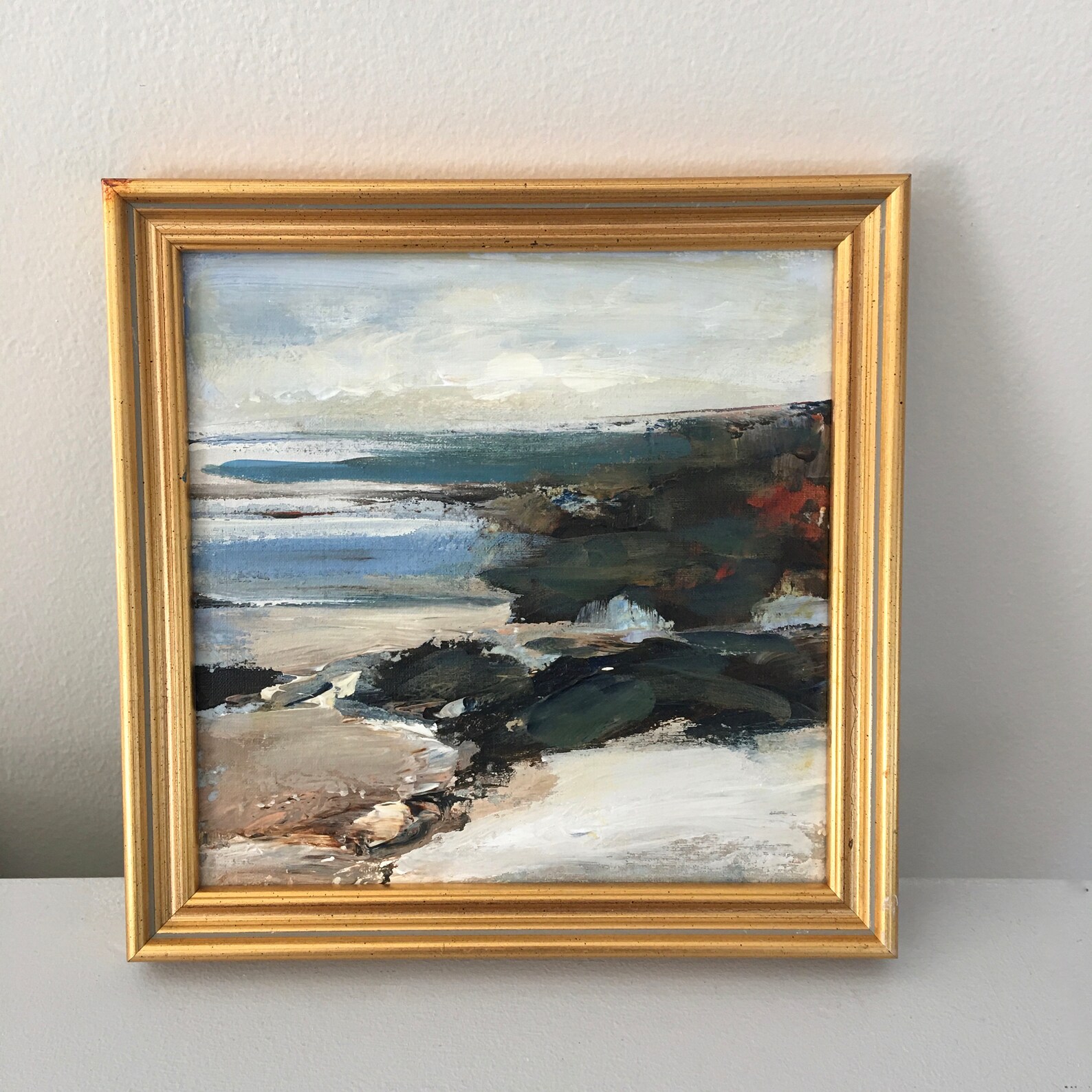 Rustic Rocky Beach Painting Small Beach Original Painting - Etsy