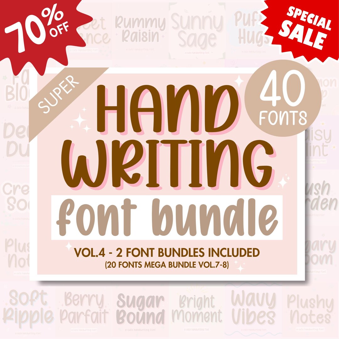 40 Handwritten Font Bundle Vol.4 – Handwriting Fonts for Digital ...