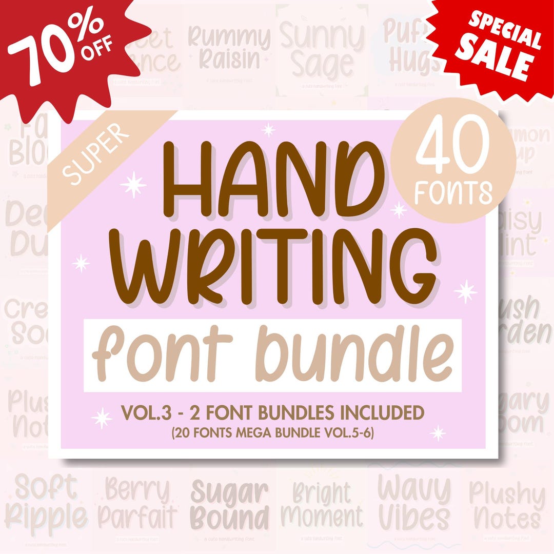 Handwriting Fonts Bundle, 40 Cute Planner Fonts - Etsy