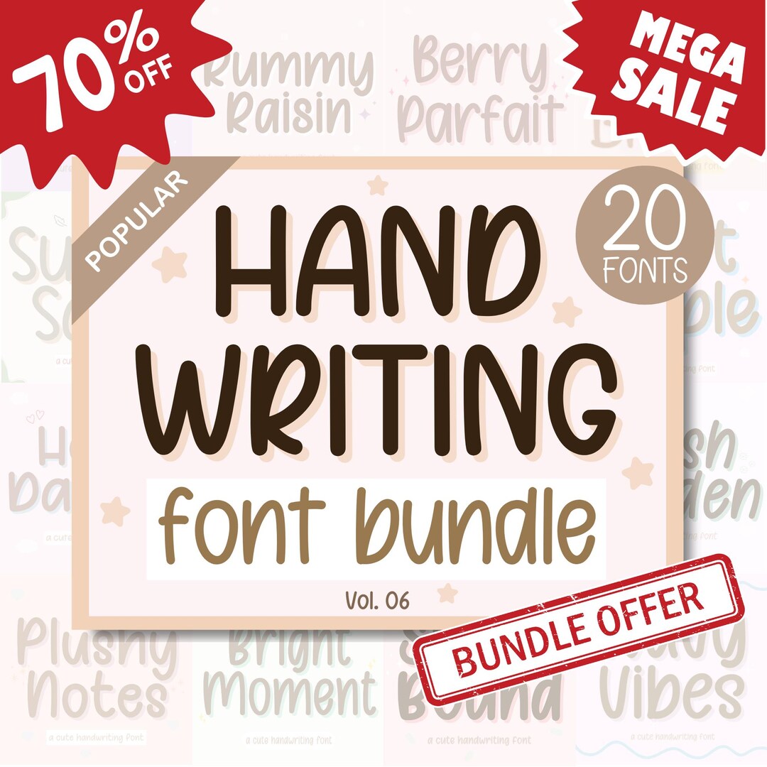 20 Handwritten Font Bundle Vol.6 – Handwriting Fonts for Digital ...