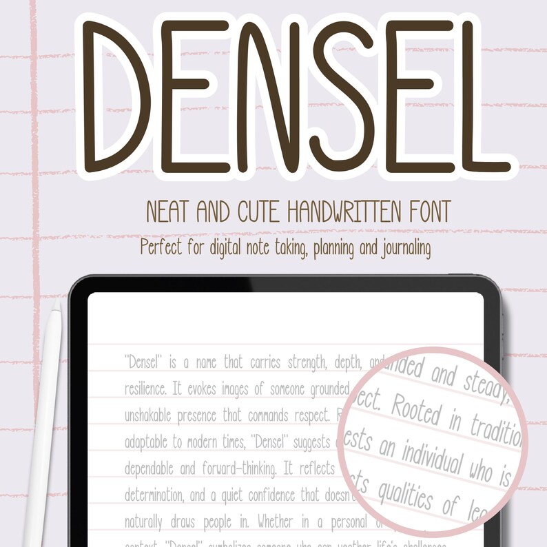 Densel – Handwriting Font for Digital Planners, Goodnotes & Cricut ...
