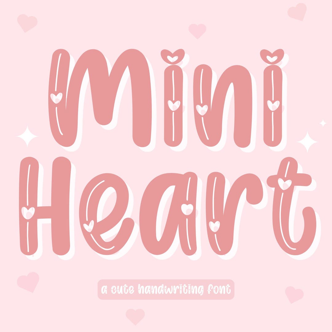 Mini Heart – Valentines Handwritten Brush Font With Hearts for Digital ...
