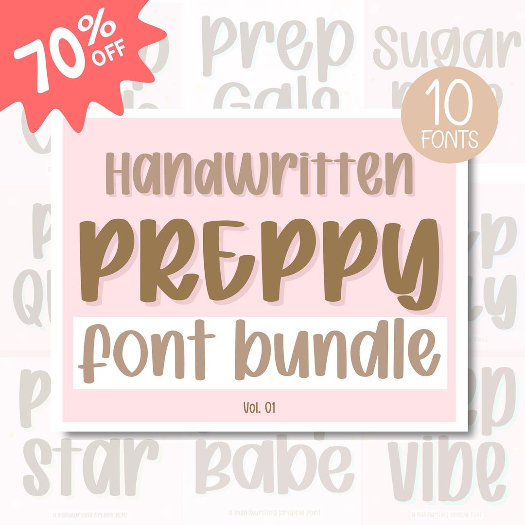 Preppy Font Bundle Vol.1 – 10 Teacher & Doodle Handwriting Fonts for ...
