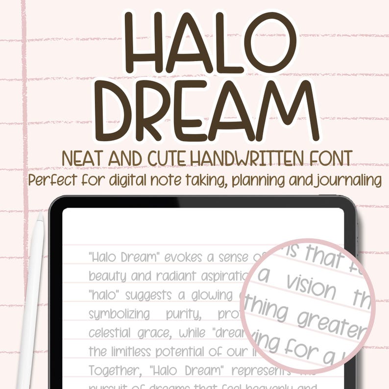 Halo Dream – Handwriting Font for Digital Planners, Goodnotes & Cricut ...