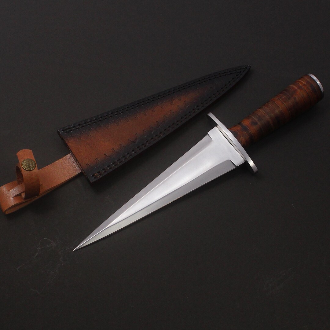 Handmade Dagger D2 Tool Steel Custom Double-edged Blade, Leather Handle ...