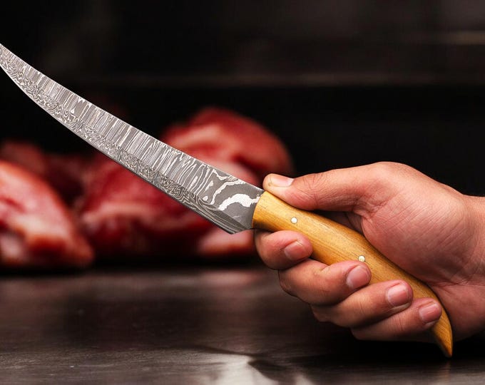 Damascus Steel Fillet Fishing Knife, Handmade Damascus Fillet Knife ...