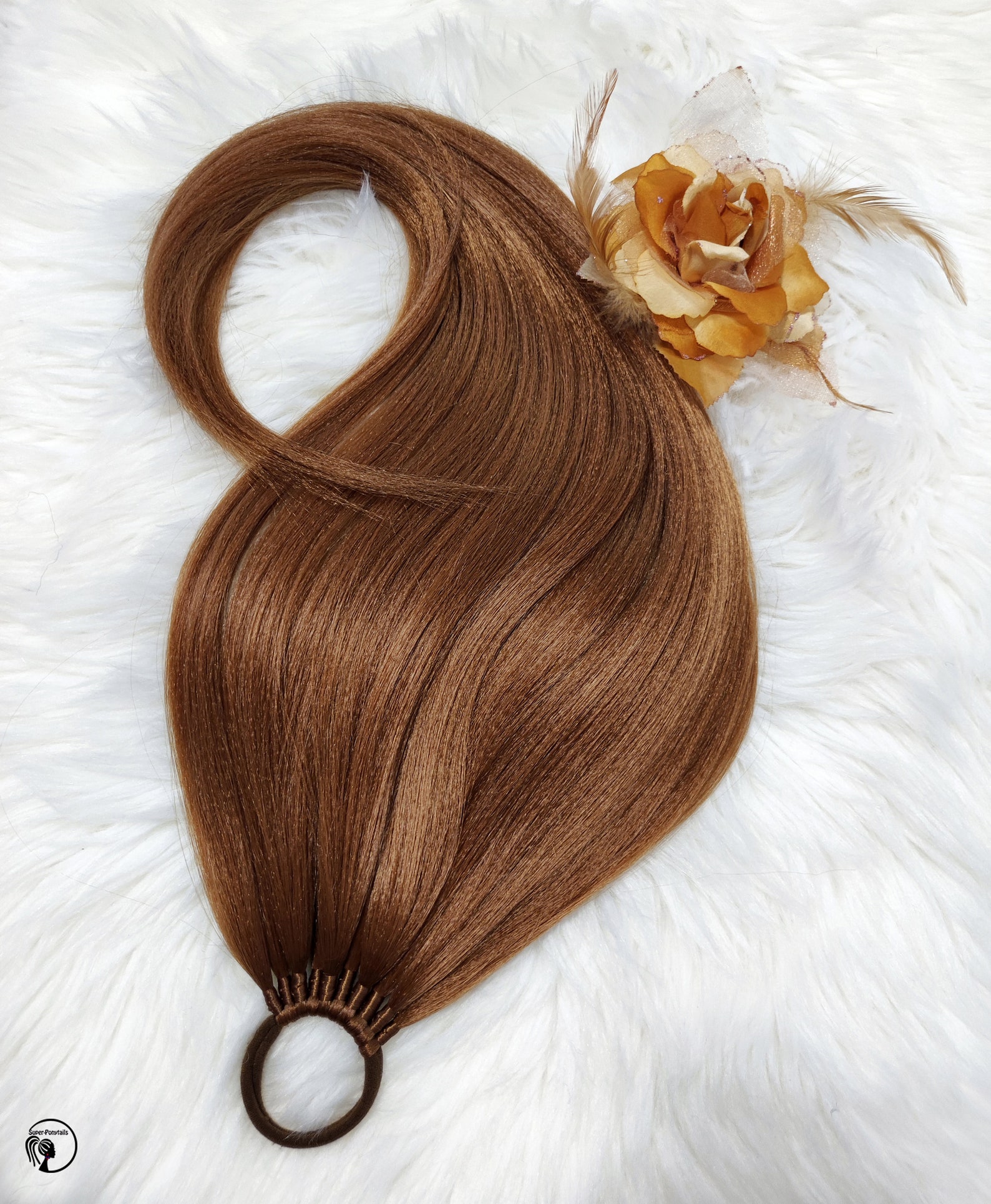 Ginger Copper Ponytail Extension, Straight Synthetic Hairpiece on ...