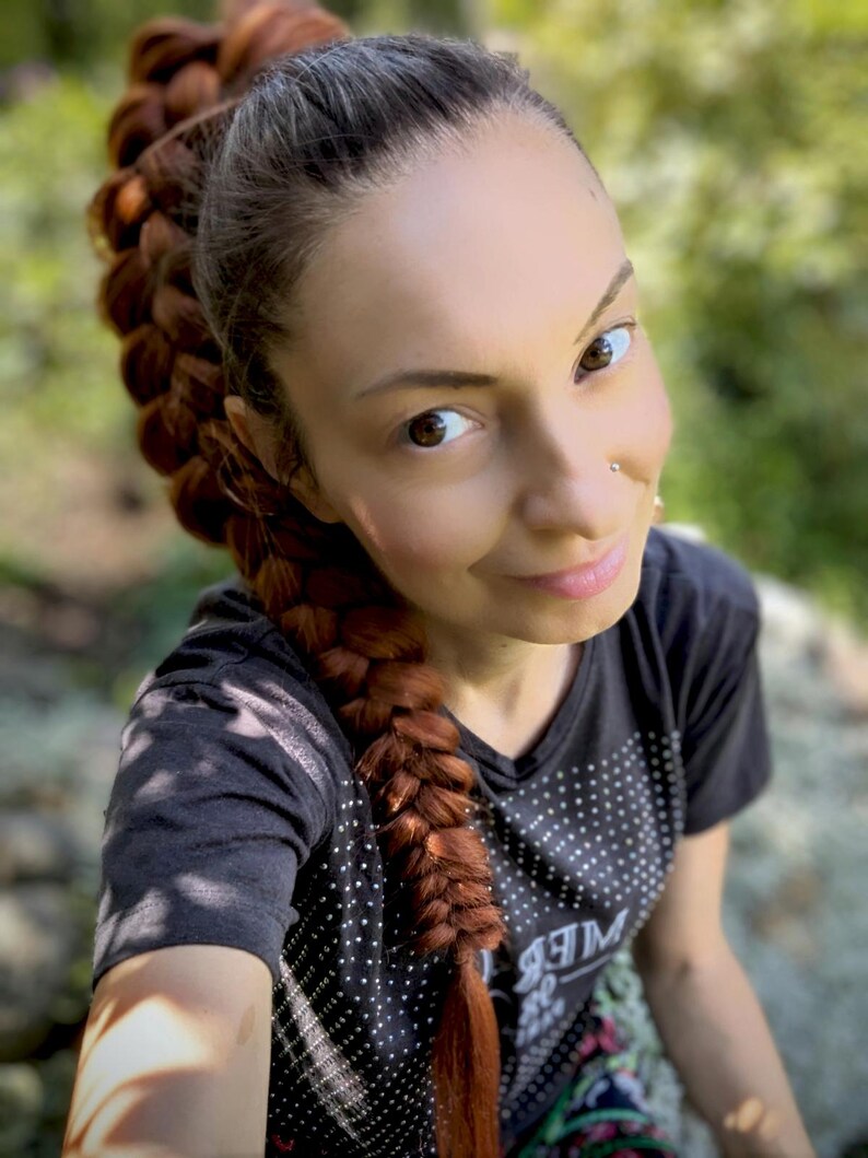 Ginger Braided Ponytail Extension, Balayage Synthetic Braid on Elastic ...