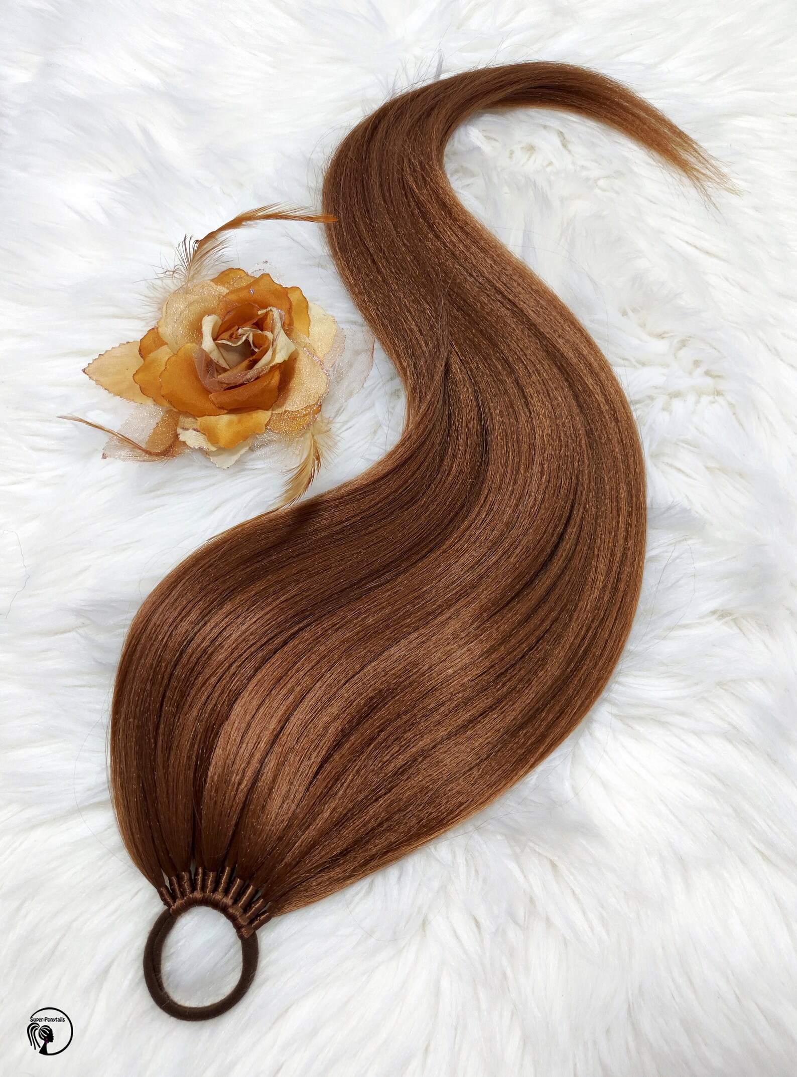 Ginger Copper Ponytail Extension, Straight Synthetic Hairpiece on ...