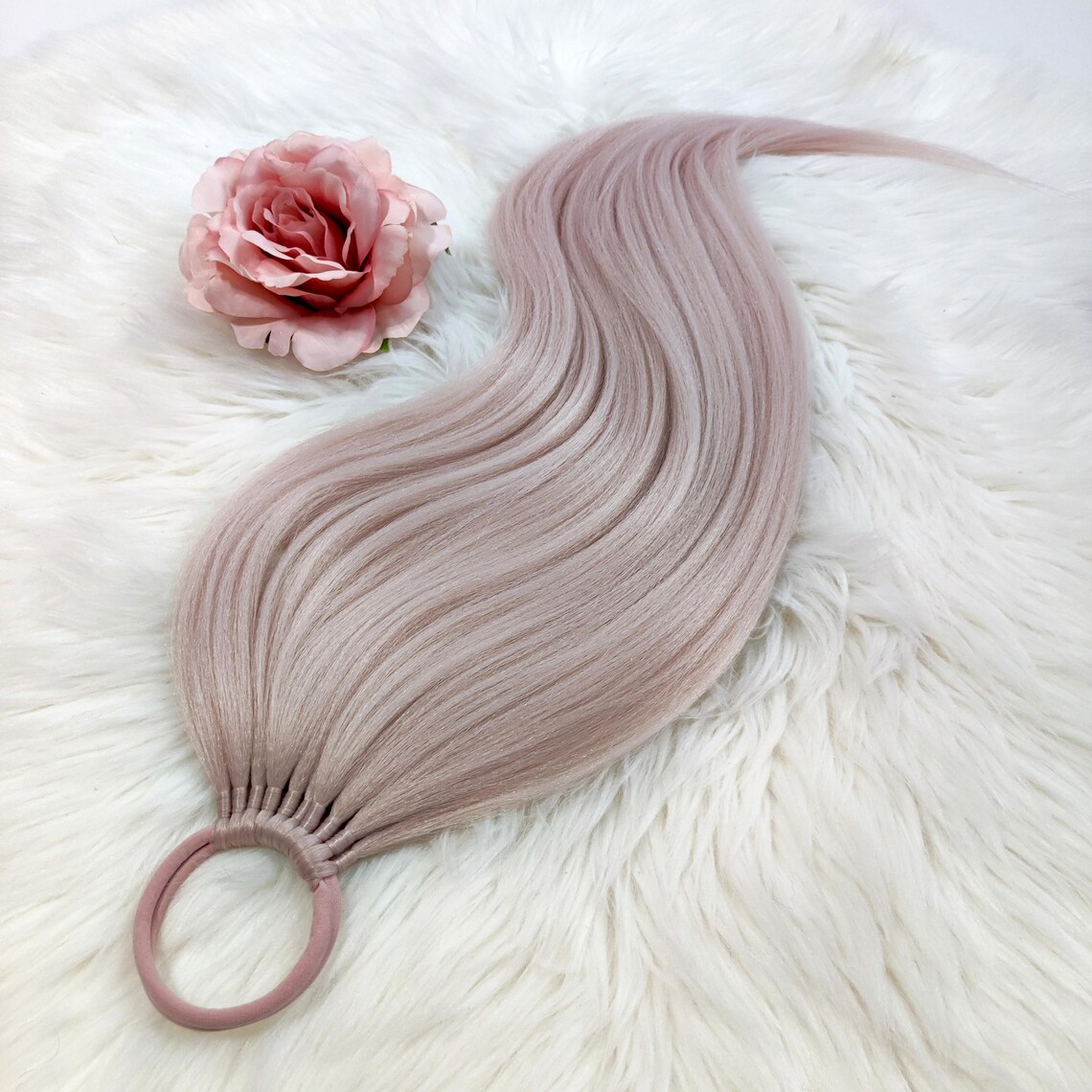 Pink Blonde Ponytail Extension: Synthetic Hair, Elastic Band, Cosplay ...