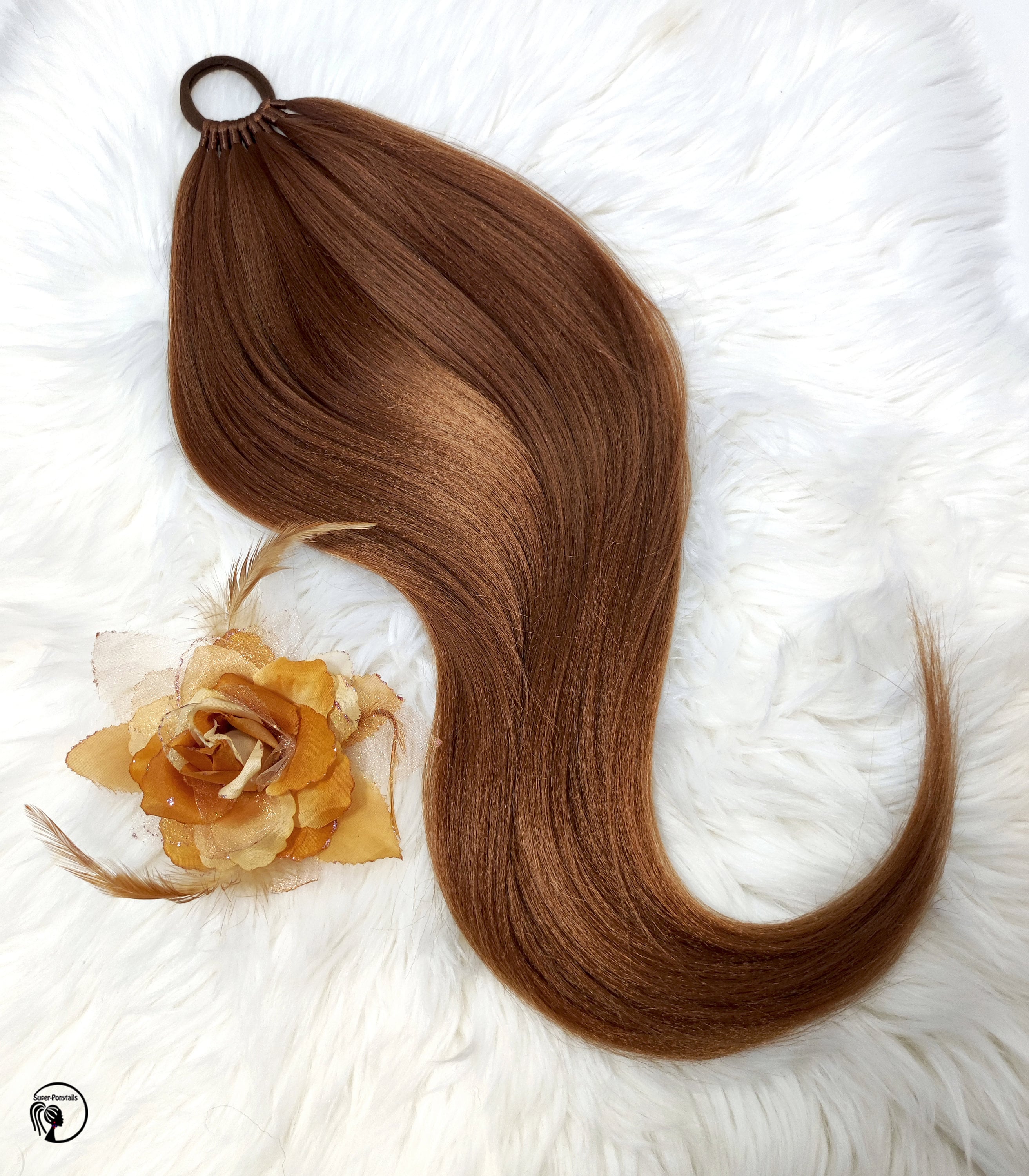 Ginger Copper Ponytail Extension, Straight Synthetic Hairpiece on ...