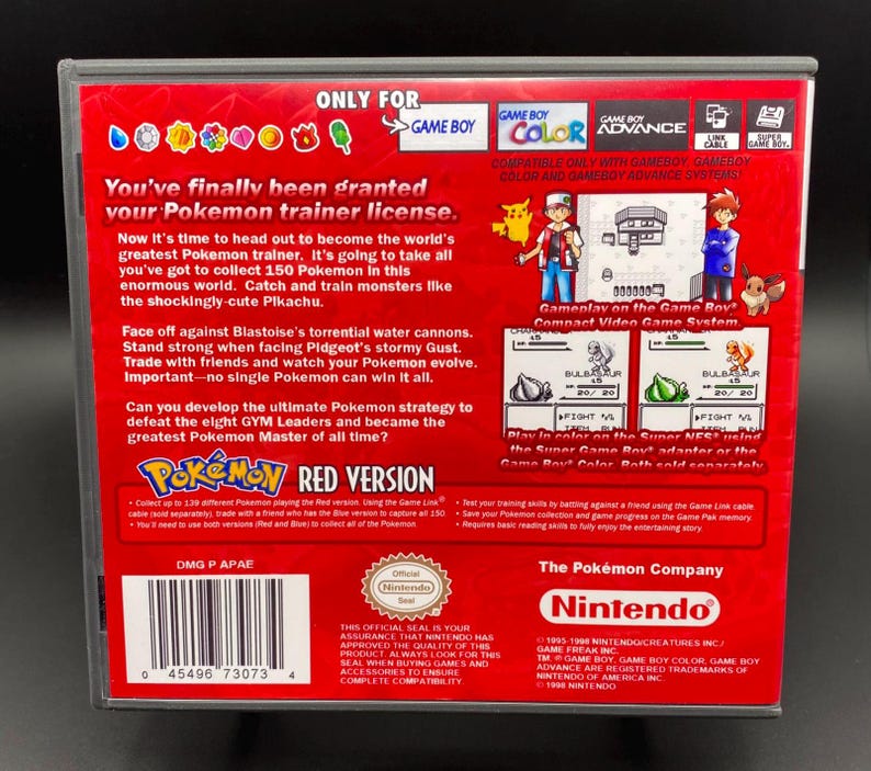 Pokémon Red Version - Game Boy / GB Case With Custom Artwork - Etsy