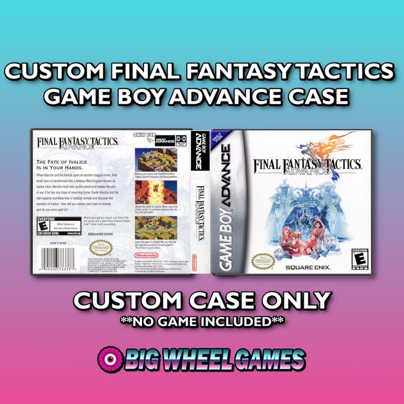 Final Fantasy Tactics Advance - Game Boy Advance / GBA Case With Custom ...