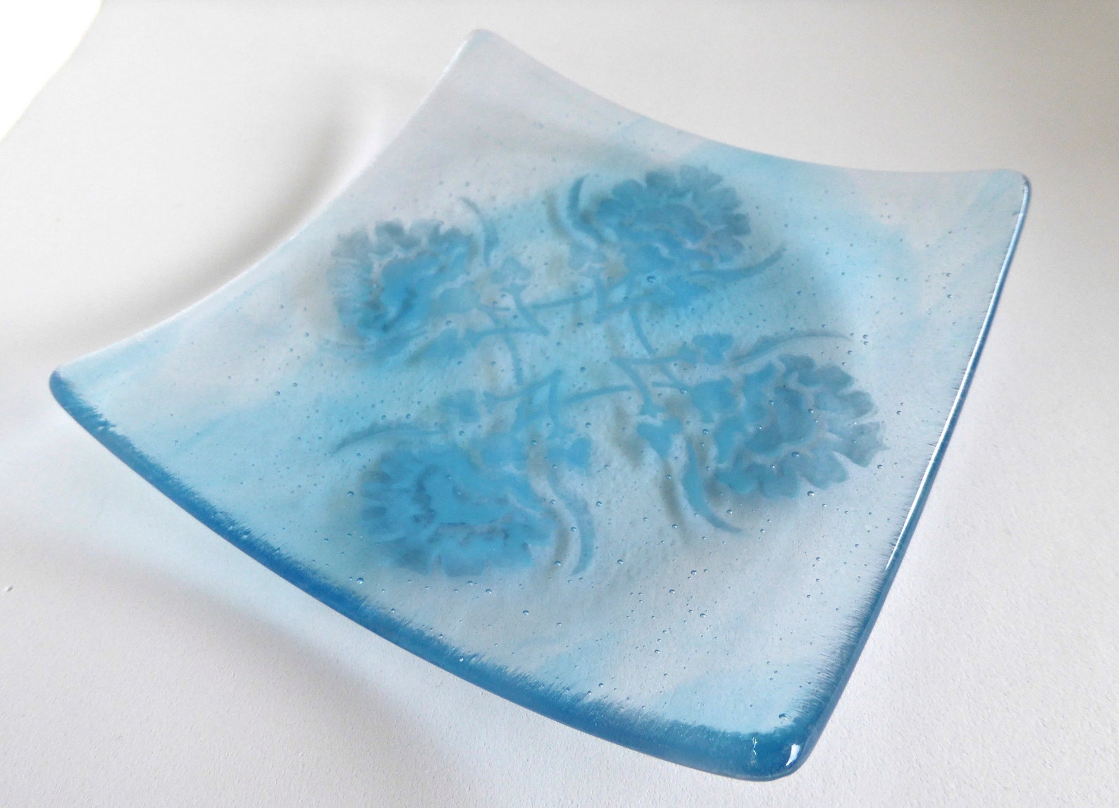 Fused Glass Plate in Pale Turquoise Blue by Bprdesigns - Etsy
