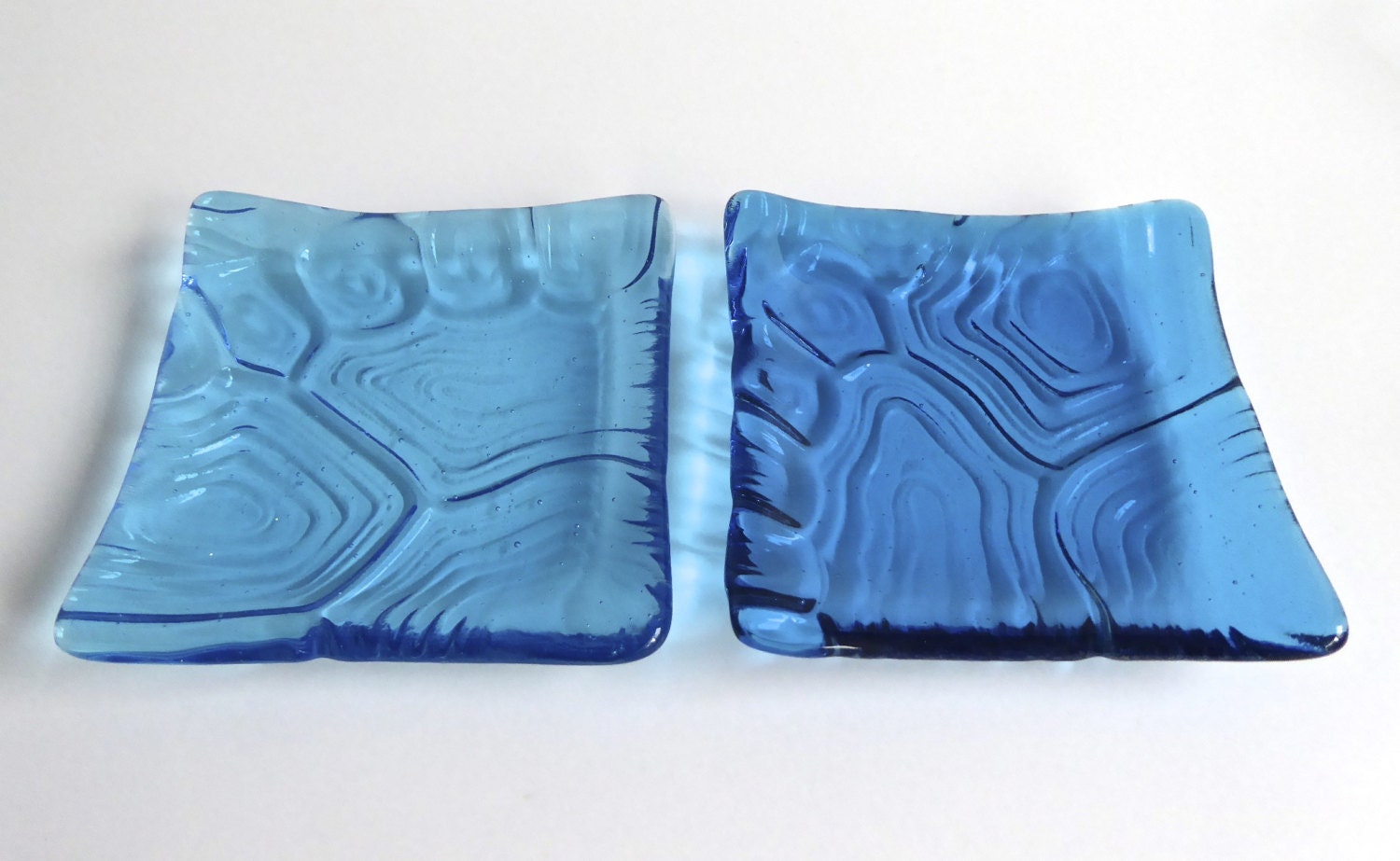 Turquoise Fused Glass Turtle Shell Imprint Square Plate by | Etsy