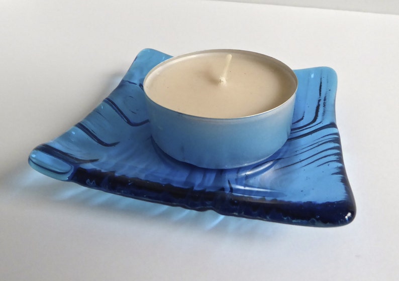 Bright Turquoise Fused Glass Turtle Shell Imprint Square Plate - Etsy