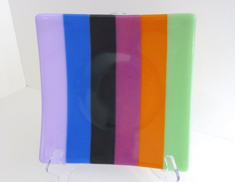 Fused Glass Plate in Bright Spring Stripes by Bprdesigns - Etsy Fused Glass Plate in Bright Spring Stripes by Bprdesigns - Etsy
