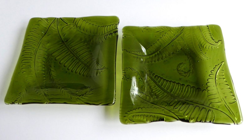 Fused Glass Fern Imprinted Dish in Fern Green by Bprdesigns - Etsy