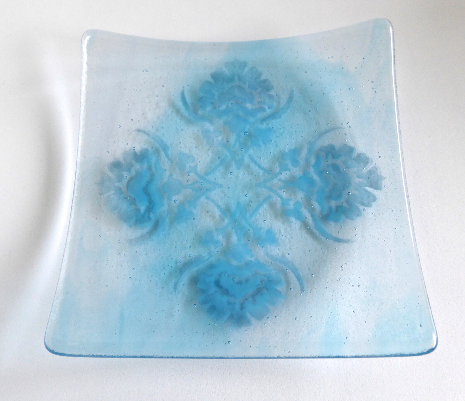 Fused Glass Plate in Pale Turquoise Blue by Bprdesigns - Etsy