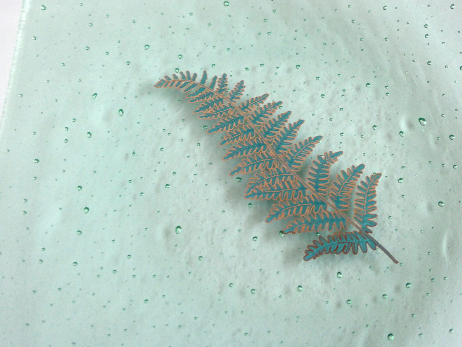 Fused Glass Fern Leaf Plate in Ming Green by Bprdesigns | Etsy