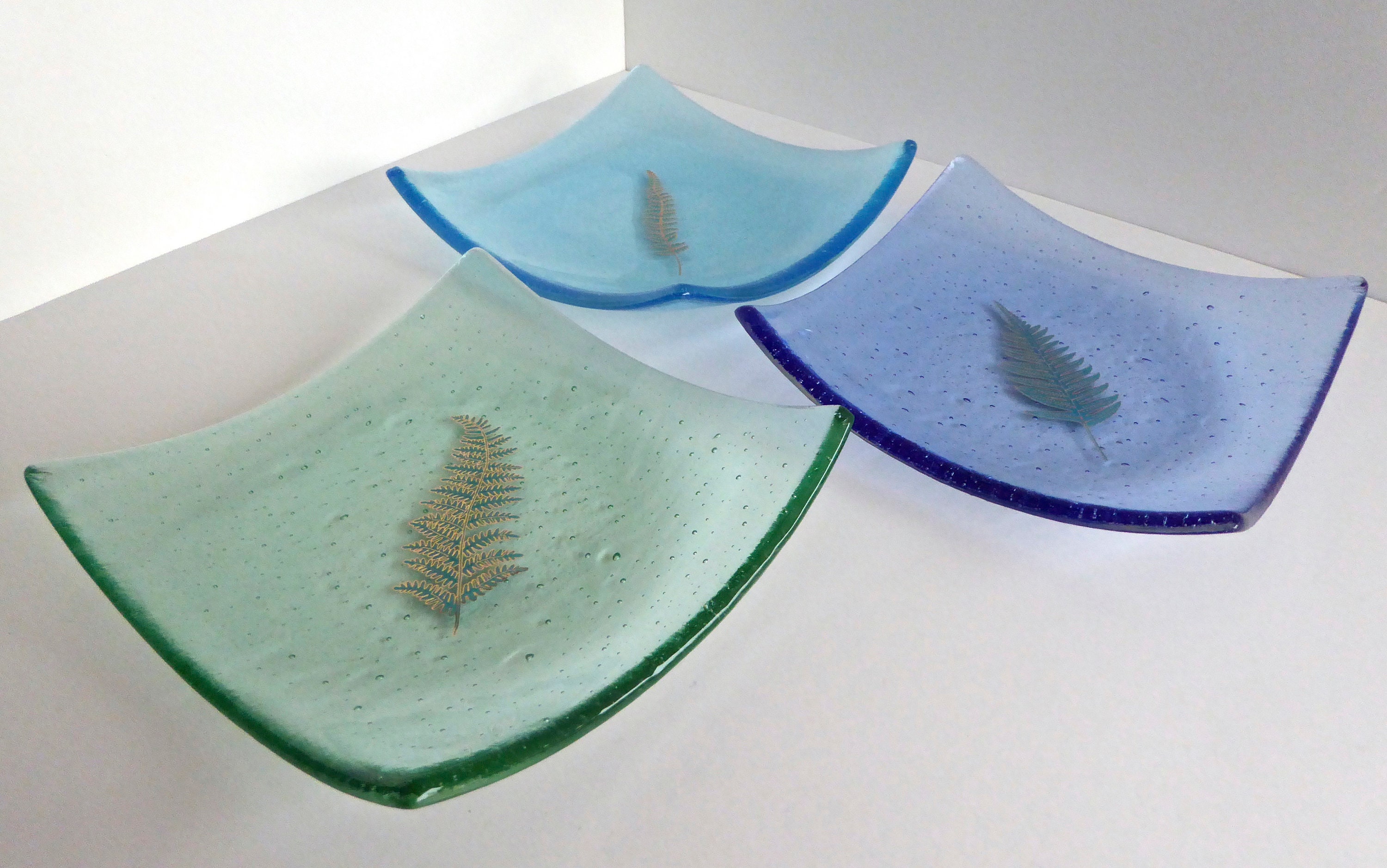 Fused Glass Fern Leaf Plate in Ming Green by Bprdesigns - Etsy