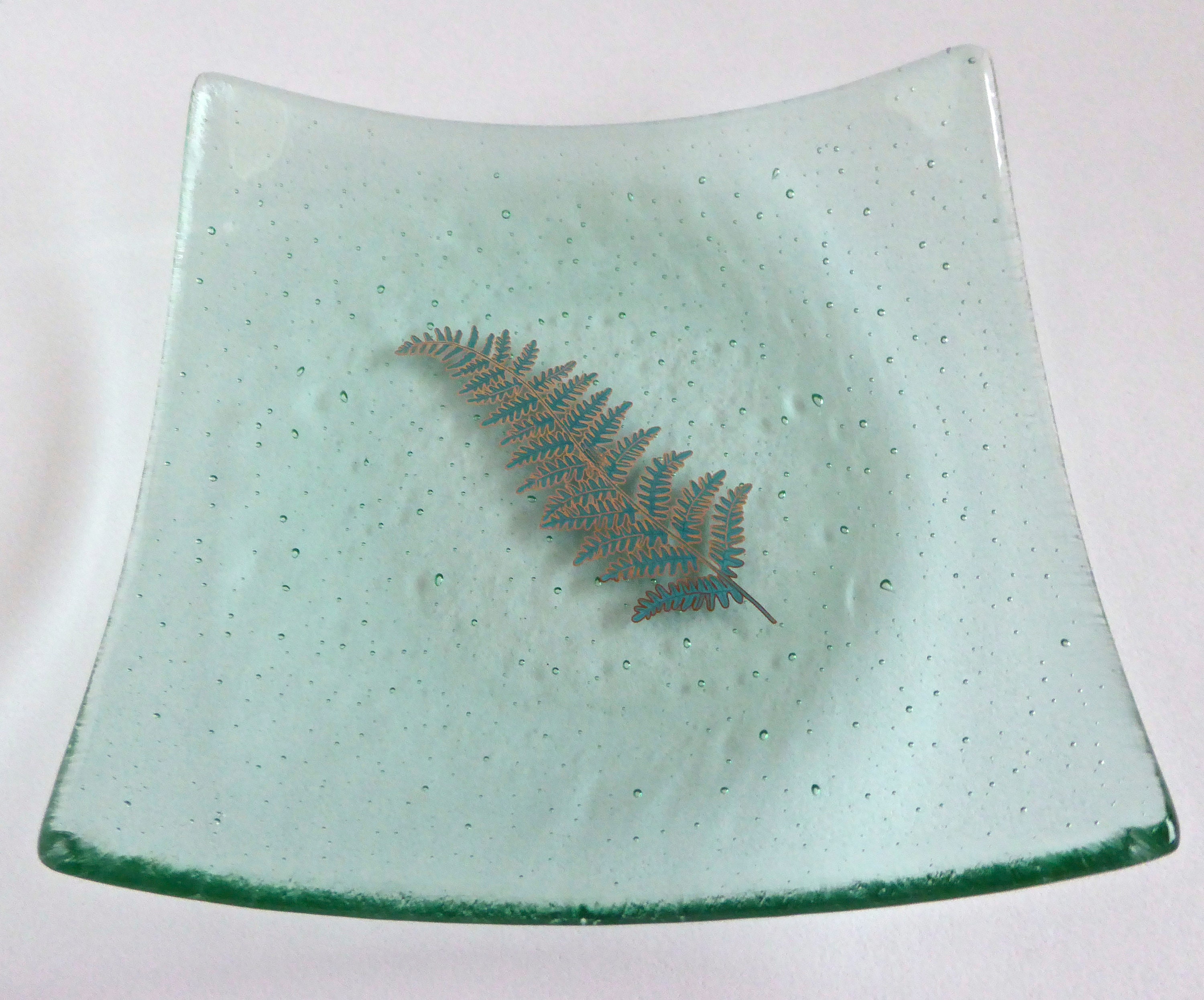 Fused Glass Fern Leaf Plate in Ming Green by Bprdesigns - Etsy